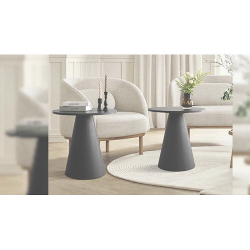 Wade Logan® Carnisha Pedestal Round Black End Table Sets & Reviews ...